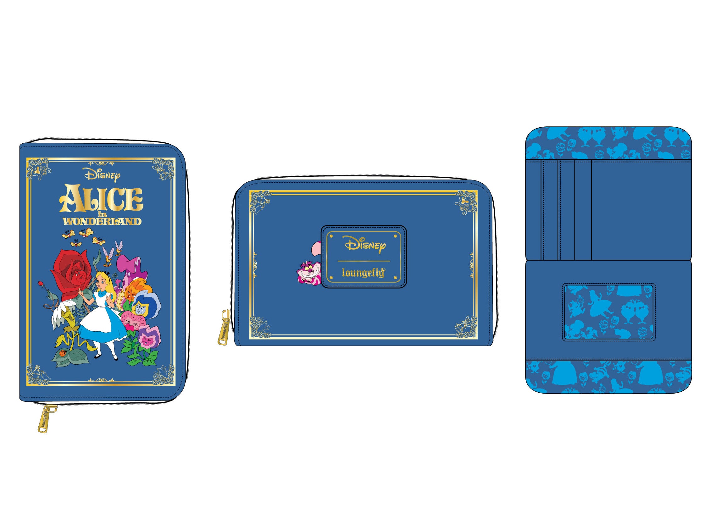 LOUNGEFLY DISNEY Alice in Wonderland Book Zip Around Wallet ...